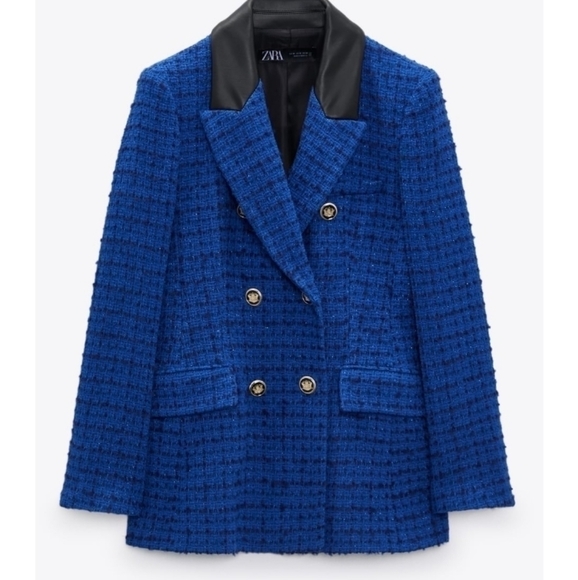 Zara | Jackets & Coats | Zara Combination Faux Leather Textured Blazer ...